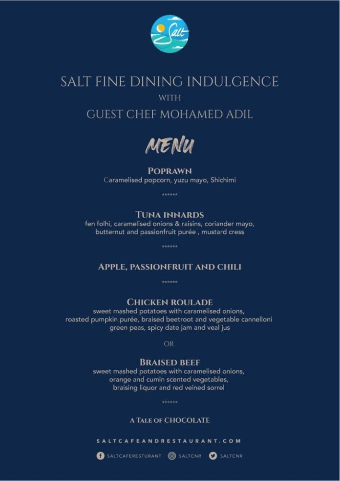Salt Fine Dining Indulgence with Chef Mohamed Adil – Hotelier Maldives